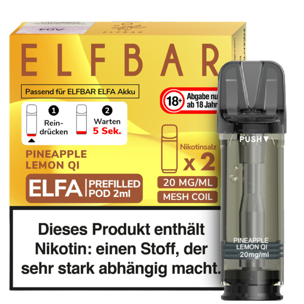 ELFBAR ELFA PINEAPPLE LEMON QI 20MG NIKOTIN 2ER PACK